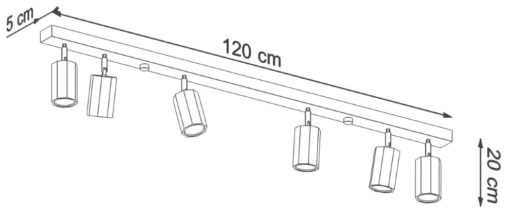 Bodové svítidlo Zeke, 6x dřevěné stínítko, (možnost polohování)