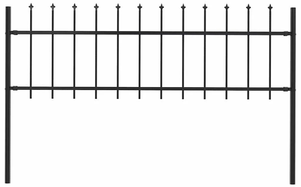 Zahradní plot Woerden s kopím nahoře ocelový 170 x 60 cm černý 144923