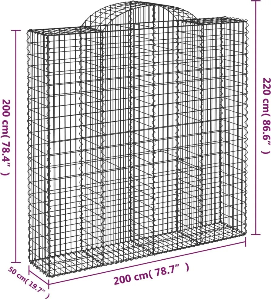 Klenuté gabionové koše 4 ks 200x50x200/220cm pozinkované železo 3146427