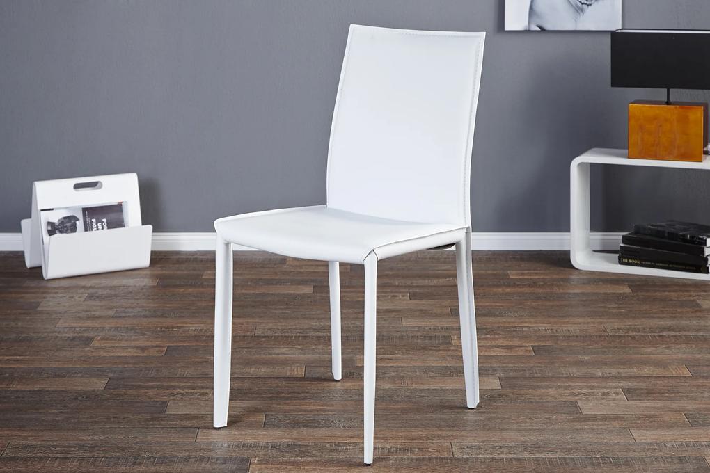 Noble Home Designová kožená jídelní židle ZORO, bílá