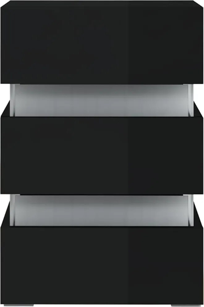 Noční stolek s LED lesklý černý 45x35x67 cm kompozitní dřevo 326847