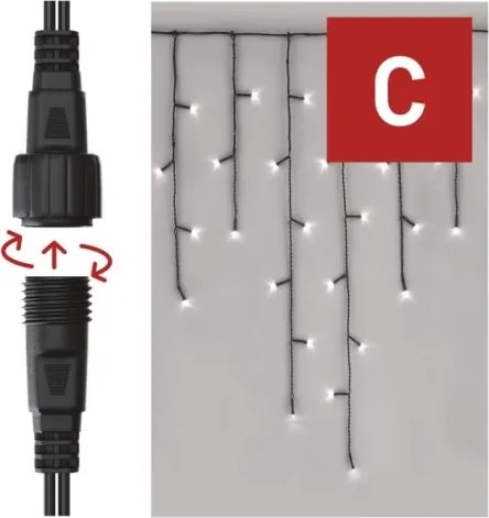 Propojovací vánoční řetěz bez zdroje EMOS Connecting D1CC01 ZY1932 100LED krápníky 2,5x0,9m studená bílá