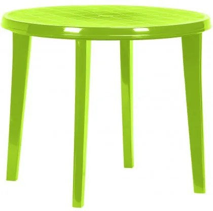 Kulatý plastový stůl, otvor pro slunečník, zelený