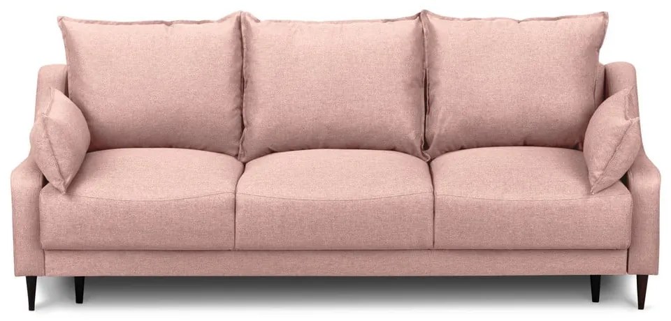 Růžová rozkládací pohovka s úložným prostorem Mazzini Sofas Ancolie, 215 cm