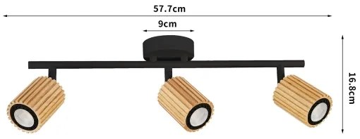 Brilagi - Bodové svítidlo MODERN WOOD 3xGU10/8W/230V dřevo/černá