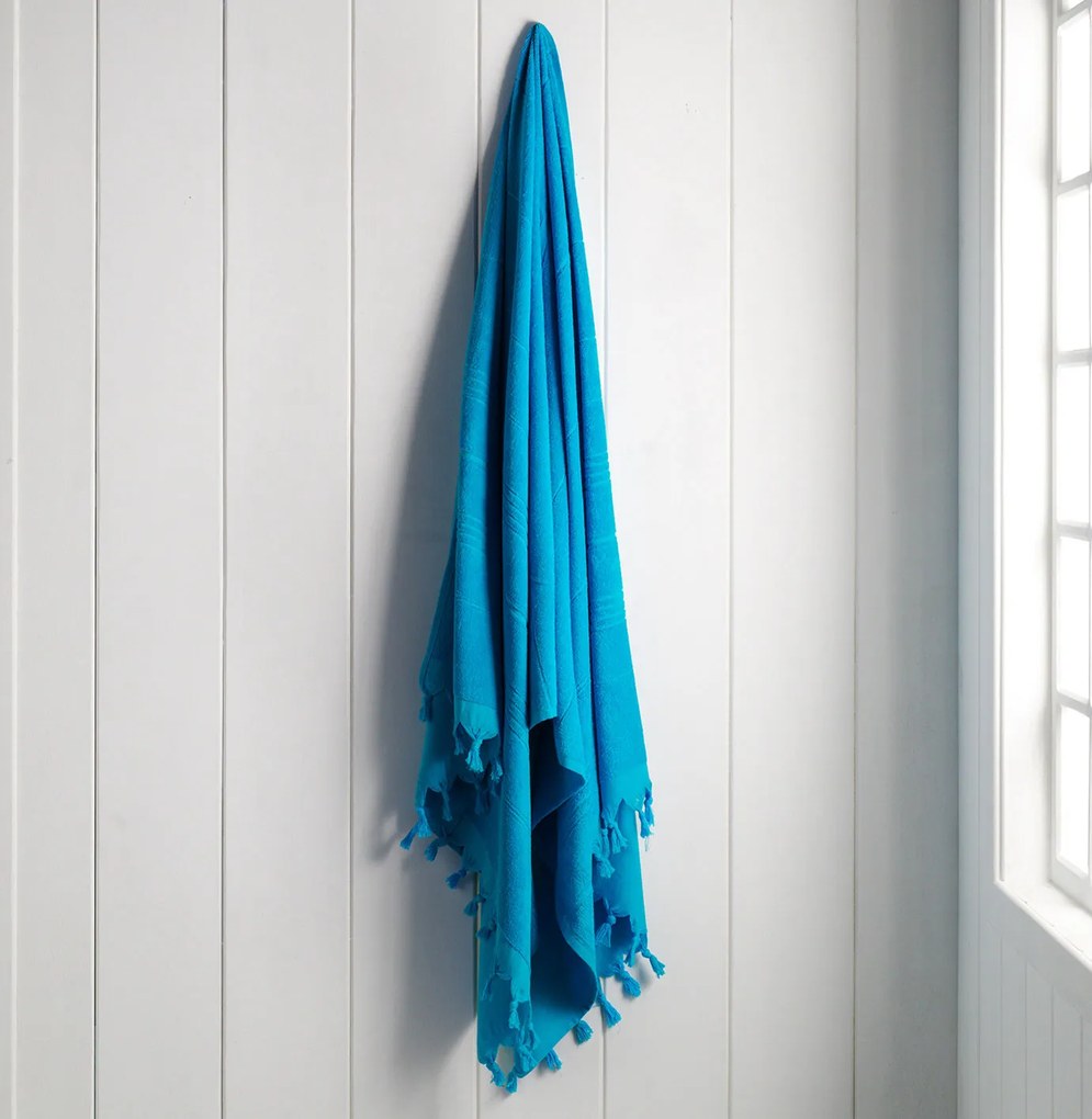 L´essentiel Maison Plážový ručník Fouta Monaco - Turquoise, Tyrkysová