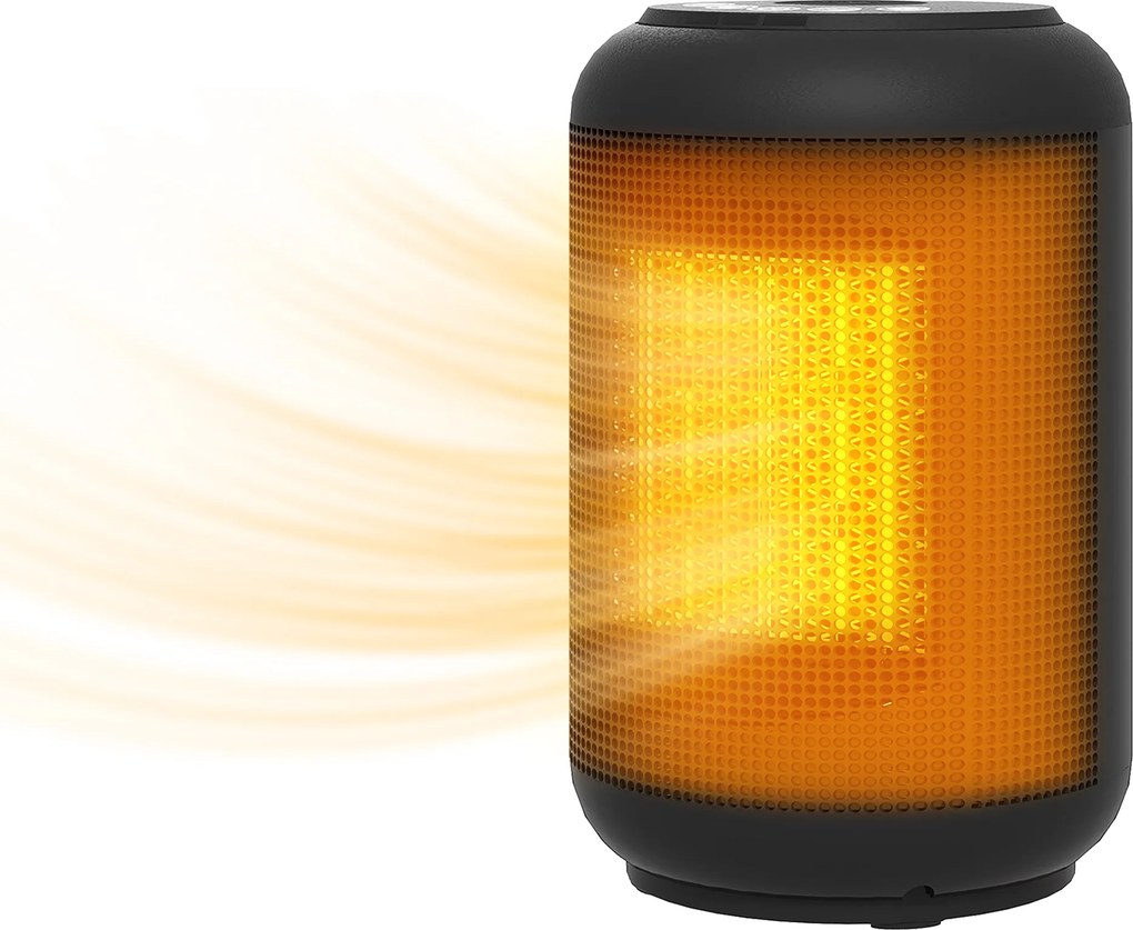 HOMCOM topidlo, 1500 W přímotop se 3 režimy, 24hodinovým časovačem, ochranou proti převrácení a přehřátí, 14 x 21,5 cm, černé