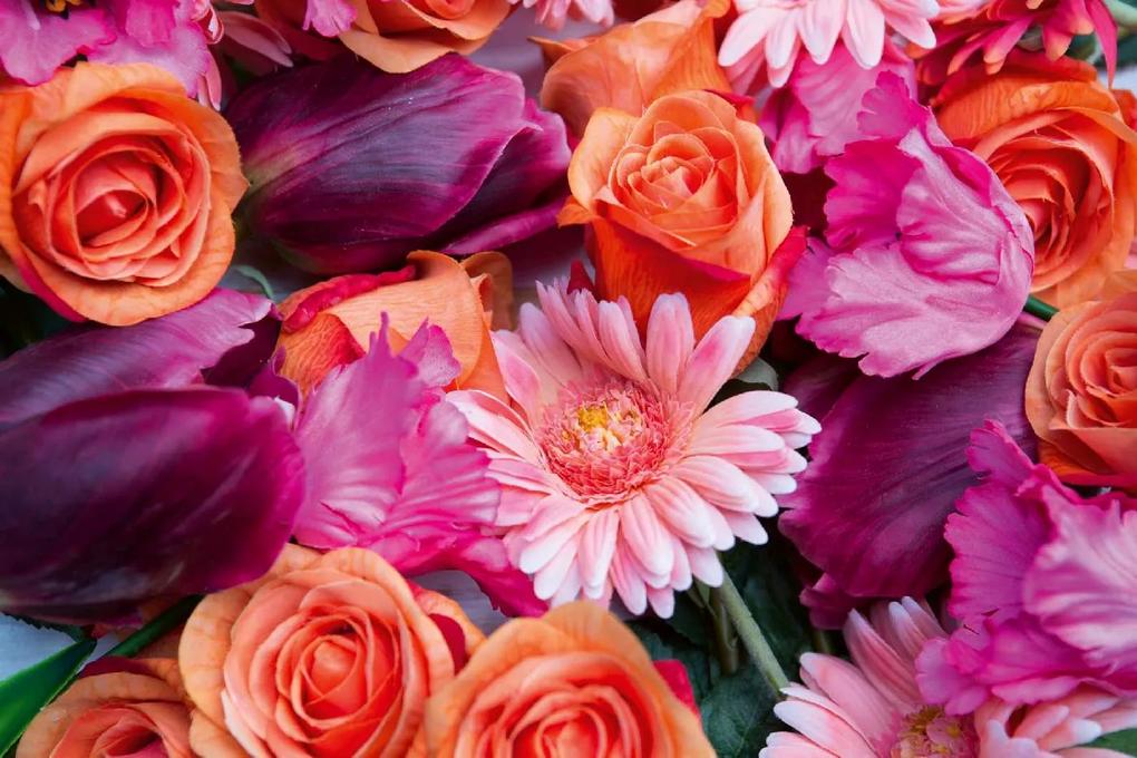 DIMEX | Samolepicí vliesová fototapeta na zeď Krásné květiny MA-5-1307 | 375 x 250 cm | červená, oranžová, růžová
