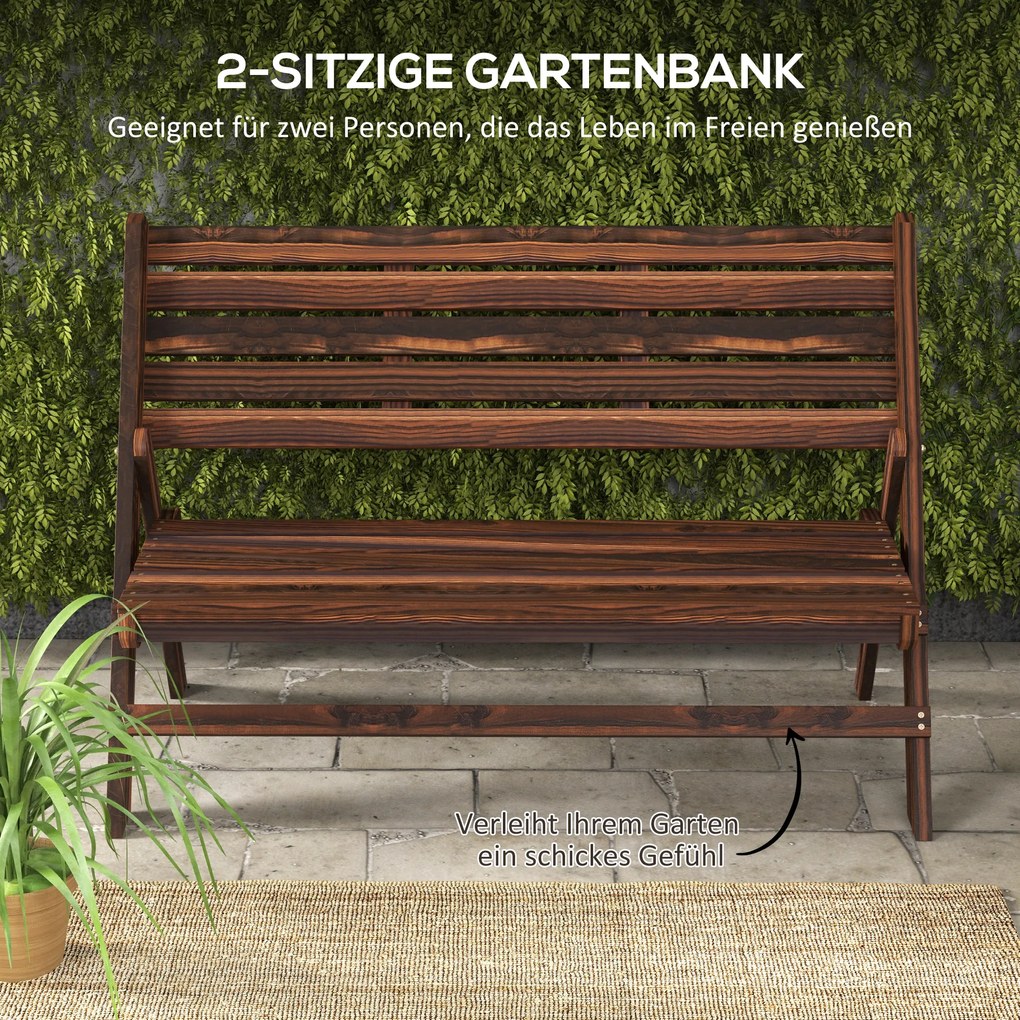 Zahradní lavice Outsunny 2místná dřevěná lavice s opěradlem s nosností až 250 kg na zahradní balkon 122 x 63 x 83 cm | Aosom.de