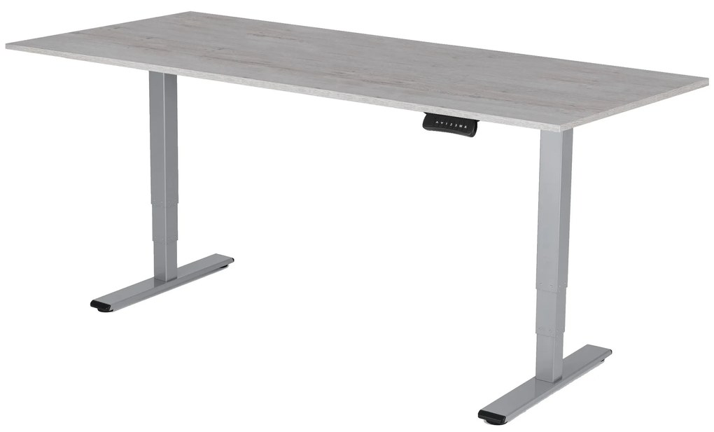 Výškově nastavitelný stůl Liftor 3segmentové nohy šedé,  deska 1800 x 800 x 18 mm dub halifax šedý