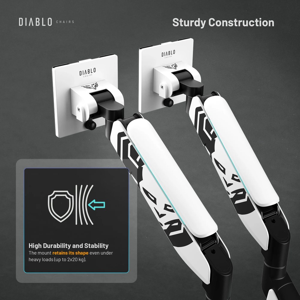 Držák na dva monitory 35" RGB bílo-černý: Diablo X-Arm Dual
