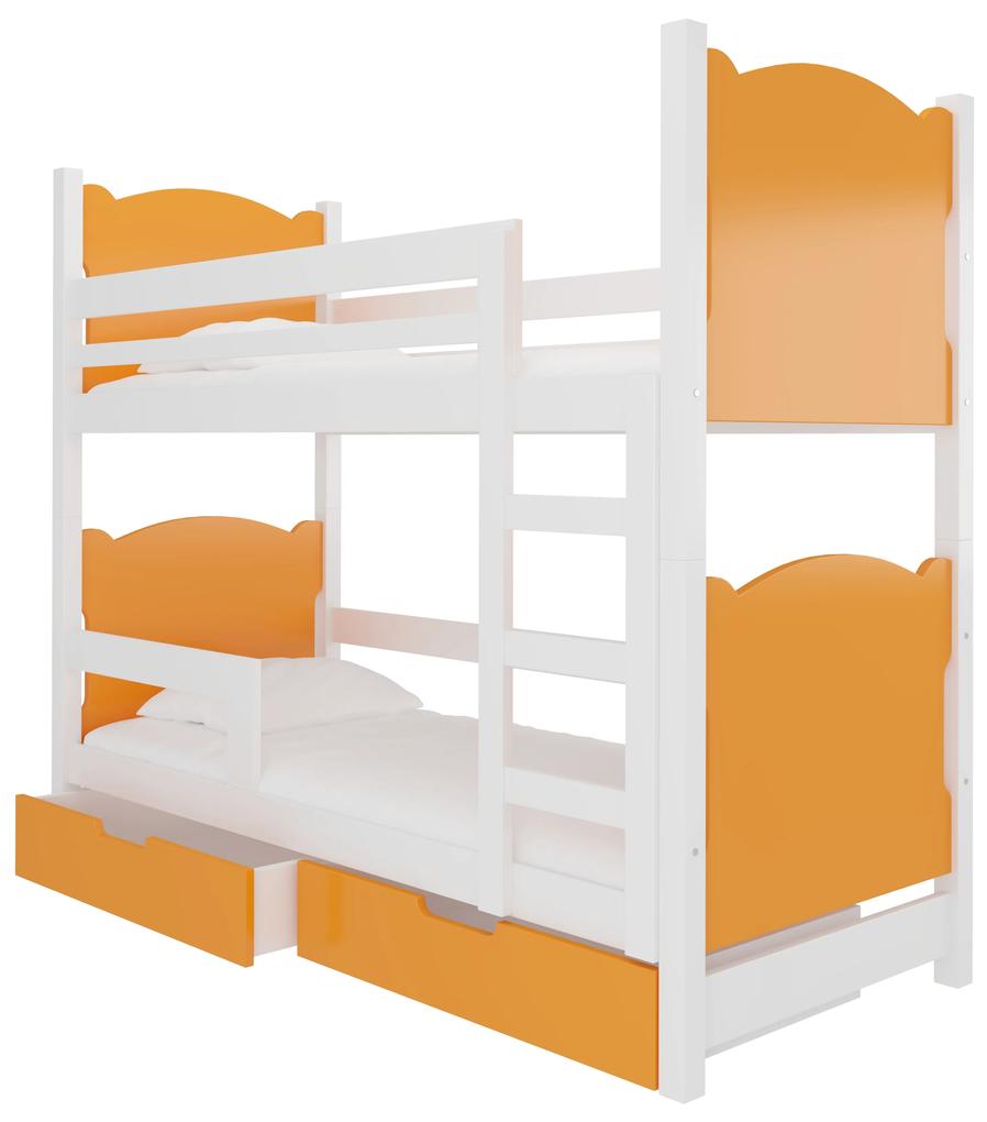 Dvoupatrová postel s matracemi MARABA Hlavní barva: Pine, Další barva: Orange