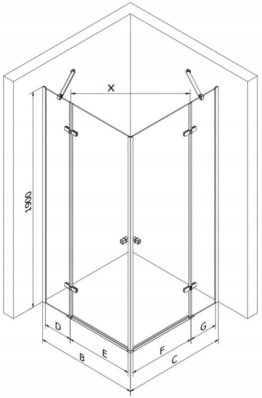Mexen Roma Duo, sprchový kout 80 (dveře) x 80 (dveře) cm, 6mm čiré sklo, černý profil + sprchová vanička, 854-080-080-70-02-4010B