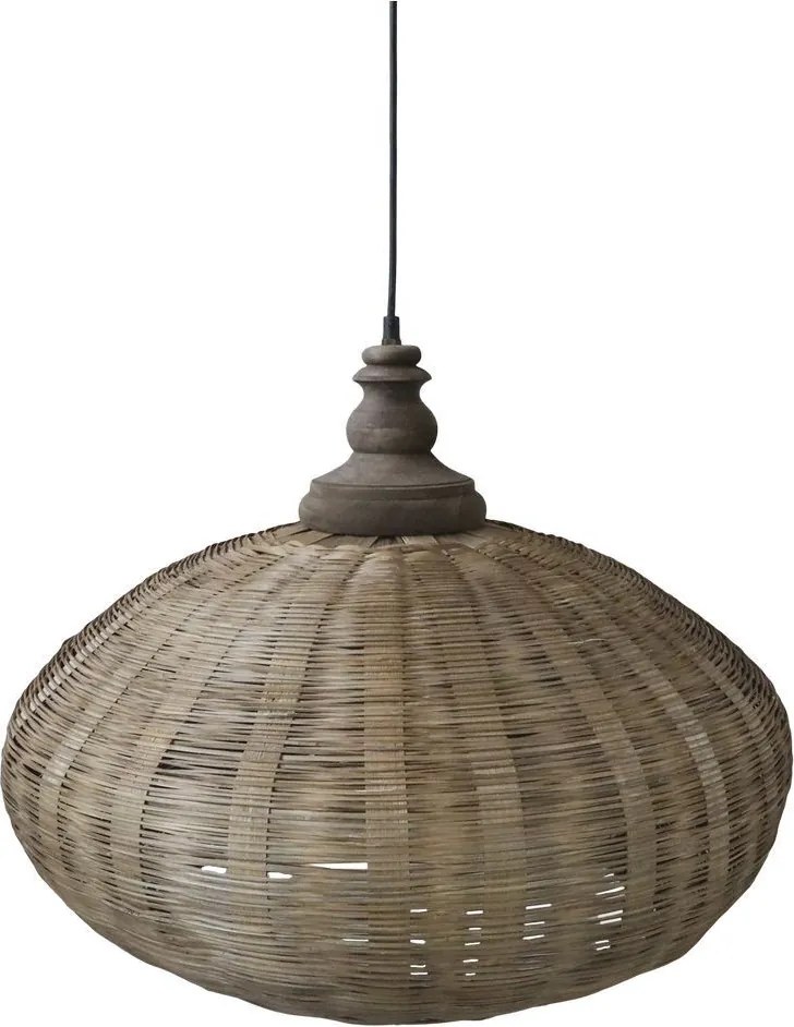 Přírodní dřevěné světlo s ratanovým stínidlem Roellie - Ø 62*46 cm/ E27/ 25W