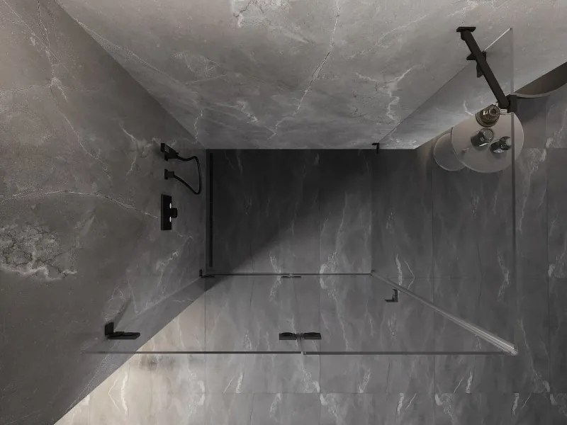 Mexen Lunar-F, skládací sprchový kout levý 100 x 80 cm, 8mm čiré sklo, černý profil, 836-100-080-70-00-L