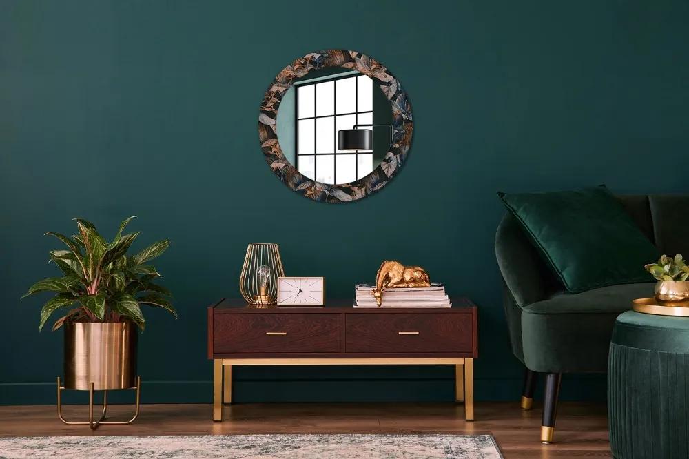 Kulaté dekorativní zrcadlo Tmavé tropické listy fi 60 cm