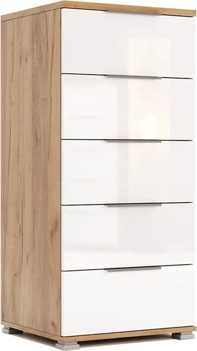 Komoda 5Š, dub kraft / bílá Asti