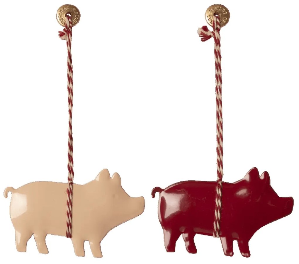 Vánoční plechová ozdoba Xmas Piggy - set 2 ks Maileg
