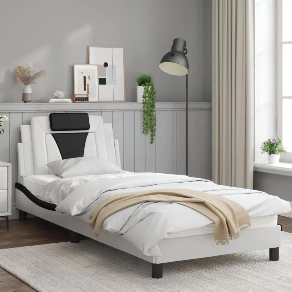 Rám postele s čelem bílý a černý 80 x 200 cm umělá kůže,  3208060