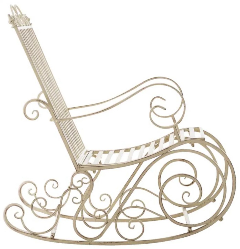 Kovové houpací křeslo Smile (SET 2 ks) - Krémová antik