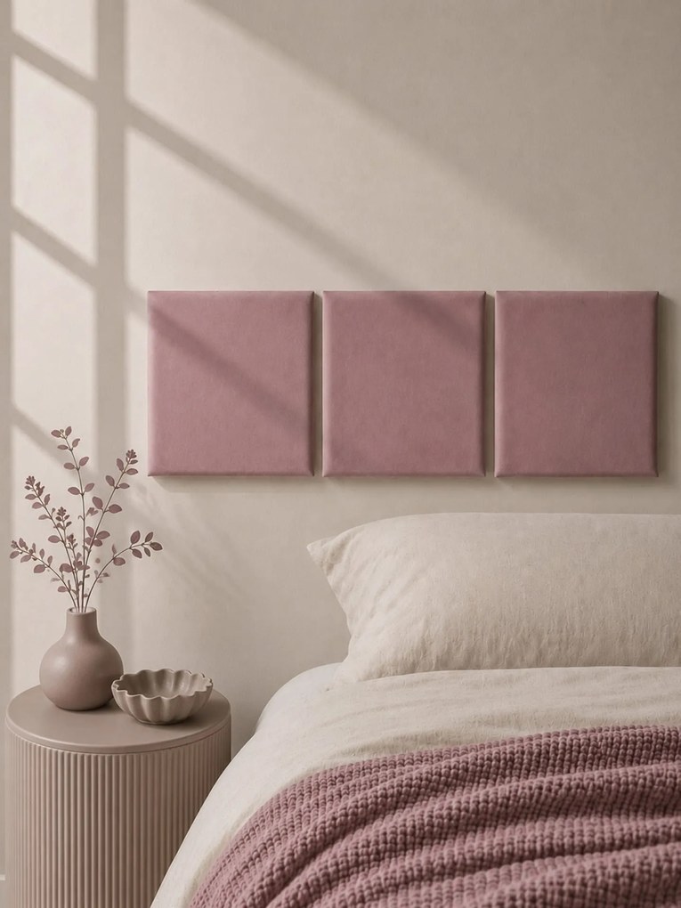 Sinsay - Čtvercové čalouněné panely 3 pack - pastelová růžová