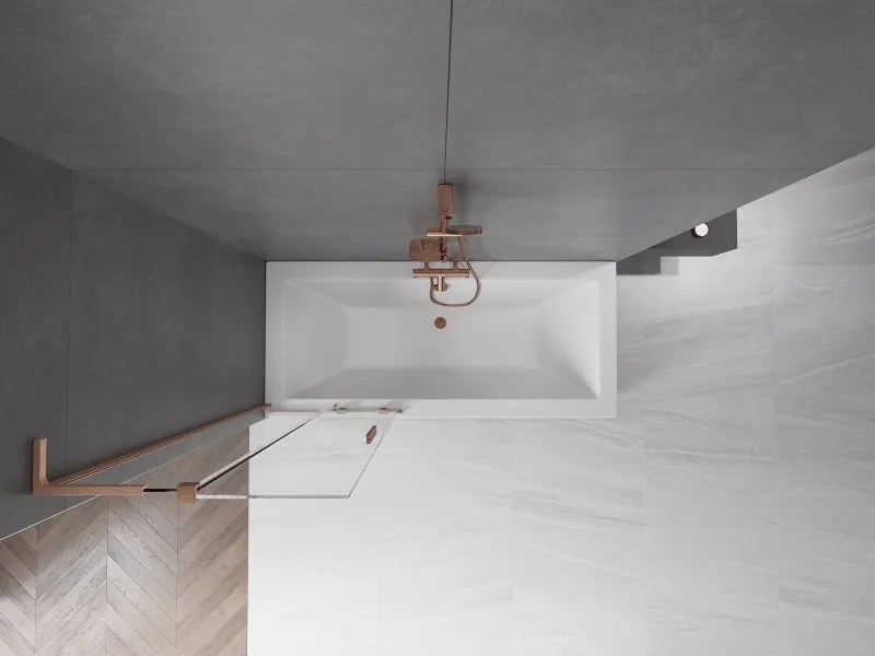 Mexen Velar L, 2-křídlová posuvná vanová zástěna 70 x 150 cm, 8mm čiré sklo, měděná matná, 896-070-003-01-65