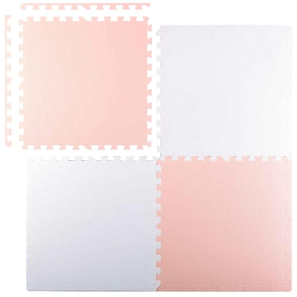 Ricokids pěnová podložka puzzle 60x60 cm 4 ks broskvová a bílá pro děti