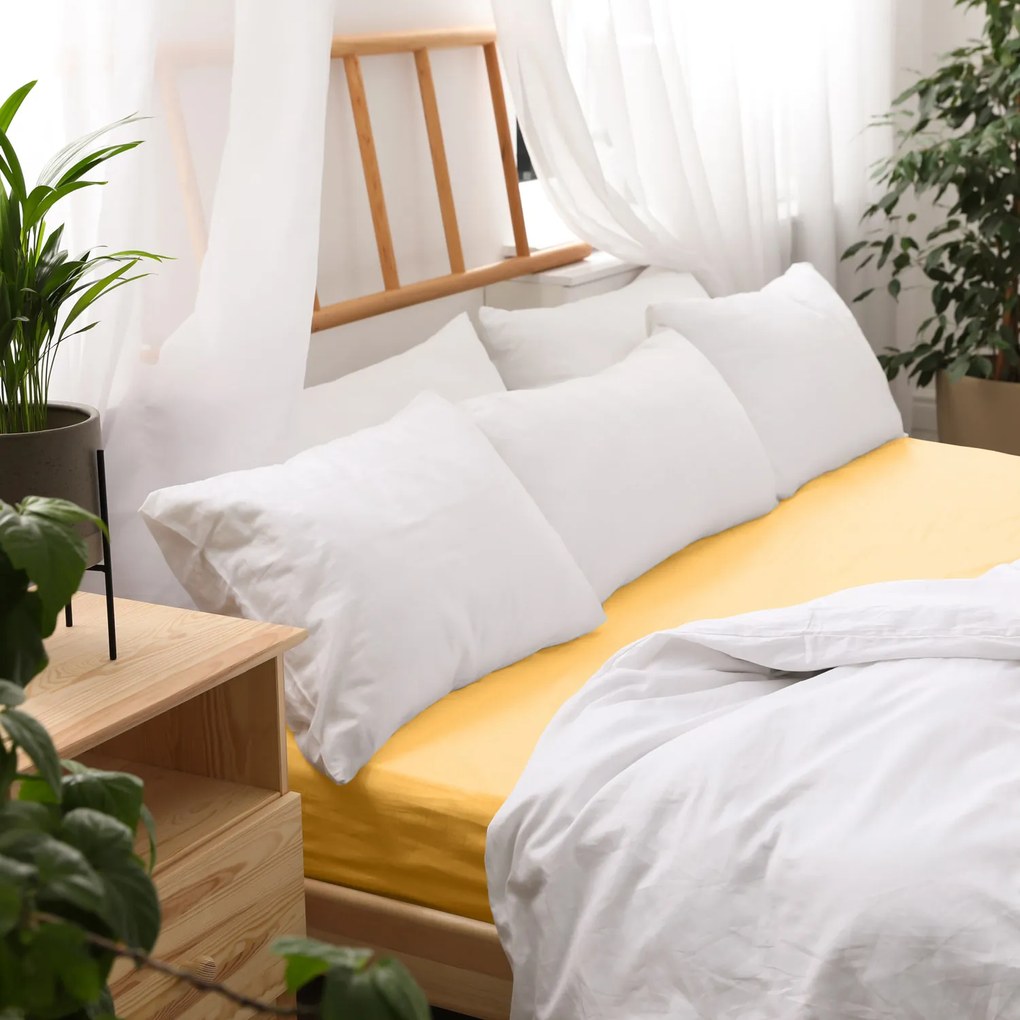 DĚTSKÉ JERSEY PROSTĚRADLO 004 80X160 CM ŽLUTÉ