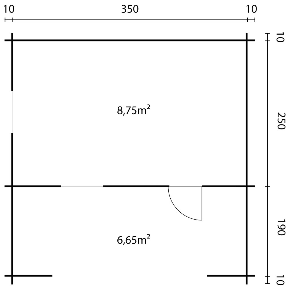 Domek Laura 370x460cm, 2m terasa, 28mm