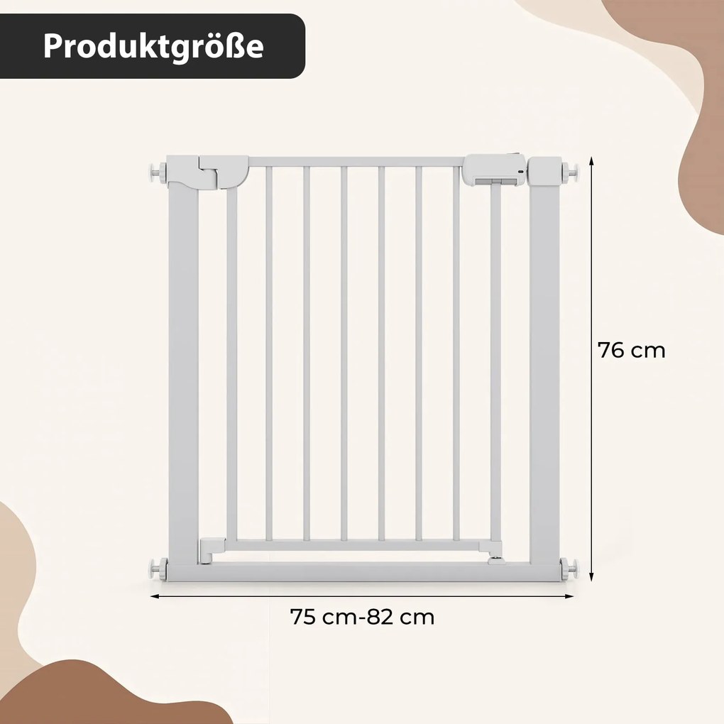 Costway Schodišťová brána bez vrtání se šířkou 75-82 cm Auto-Close dveřní brána