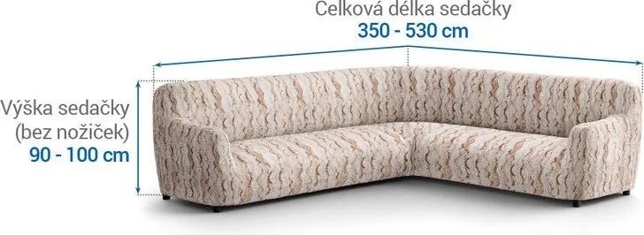 Bielastické potahy OCEANO NOVÉ béžové rohová sedačka (š. 350 - 530 cm)