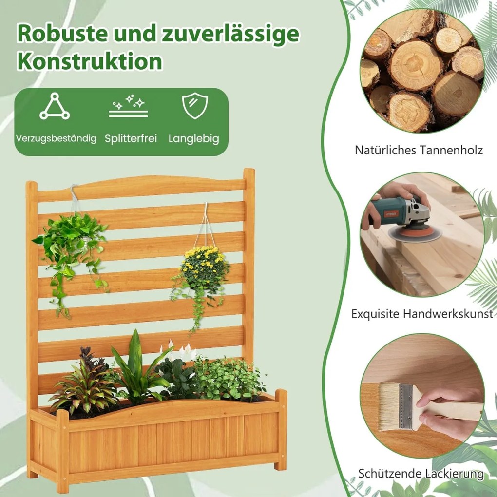 Costway 2 kus dřevěného panelu s truhlíkem na rostliny a drenážními otvory