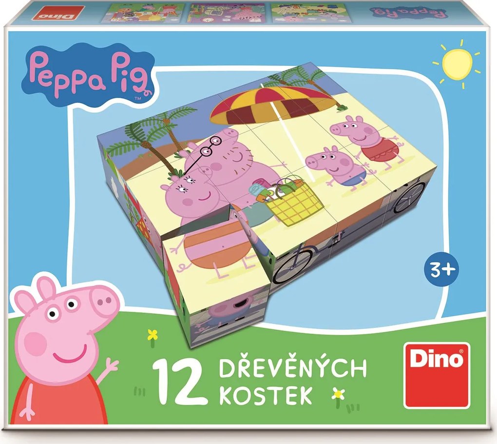 Dřevěné kostky dino peppa pig