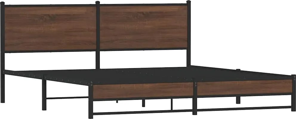 Kovový rám postele bez matrace hnědý dub 180 x 200 cm 3301409