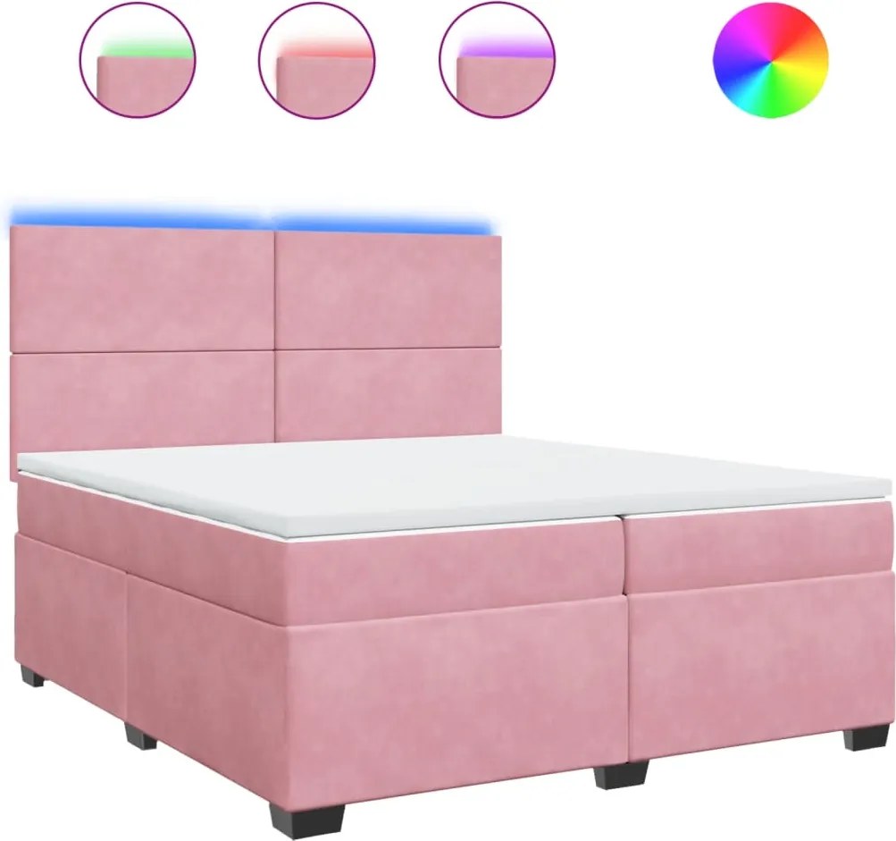 Box spring postel s matrací růžová 200x200 cm samet 3293301