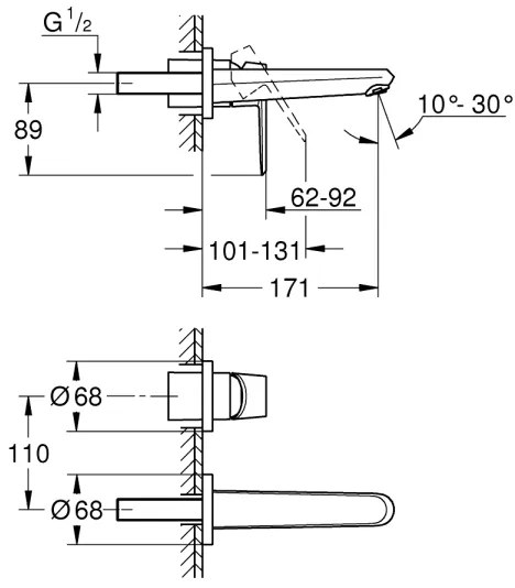 GROHE 19573002 - Umyvadlová dvouotvor. bat. EURODISC COSMOPOLITAN 11x17 cm chrom