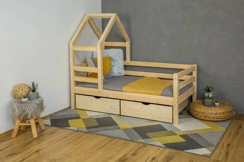 MAXIDO Dětská domečková postel  Dora - dva šuplíky 200x140 šedá