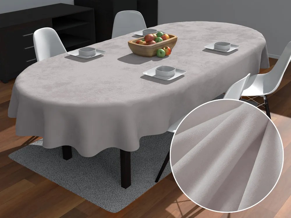 Biante Velký sametový oválný ubrus Velvet Premium SVP-018 Světle šedý 200x260 cm