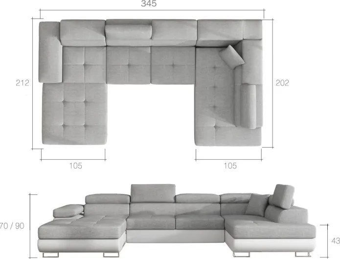 Sedací souprava Roberto, pravá, žlutá (omega 68)