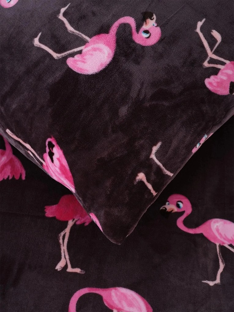 MK Lůžkoviny Povlak na polštář mikroplyš 70 × 90 cm – Flamingos