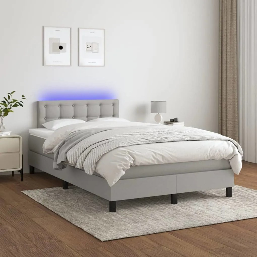 vidaXL Box spring postel s matrací a LED 120 x 200 cm textil [3133461] Barva: krémová