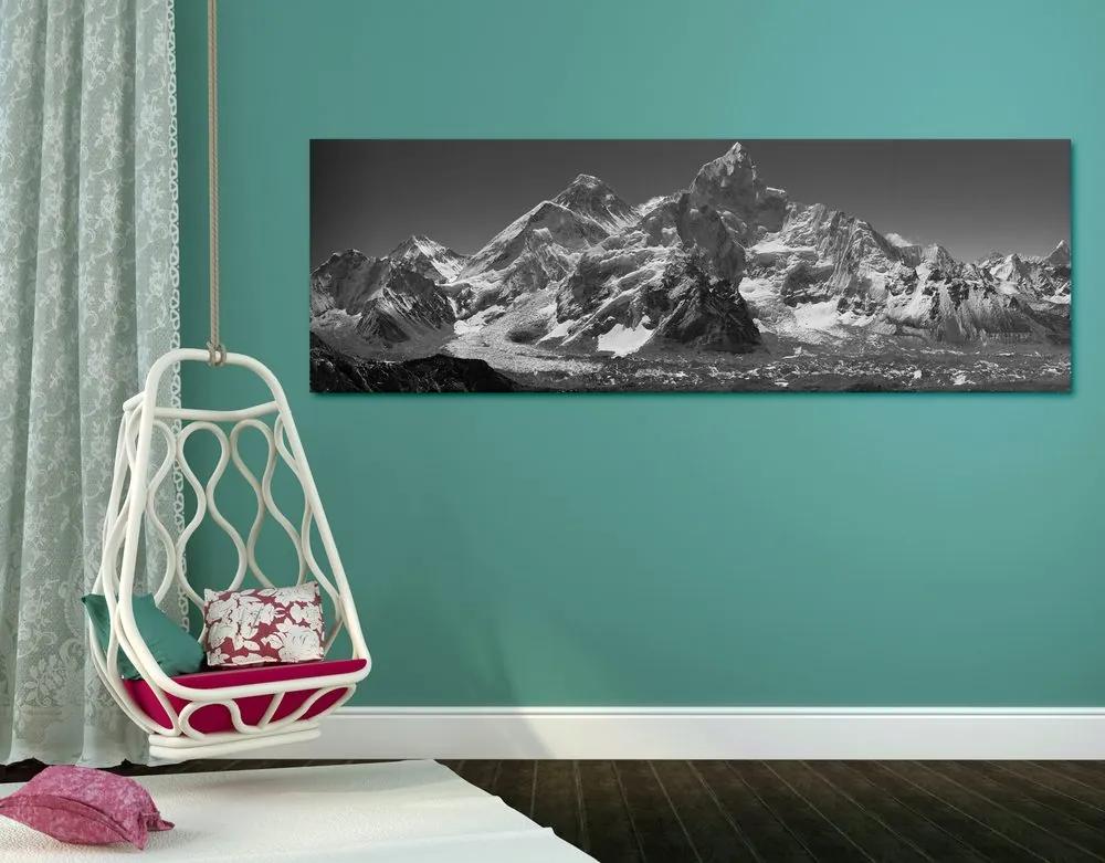 Obraz nádherný vrchol hory v černobílém provedení Varianta: 120x40