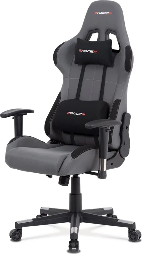 Kancelářská židle houpací mech., plast. kříž, šedá + černá látka – opěrák 90°–180° Šedá