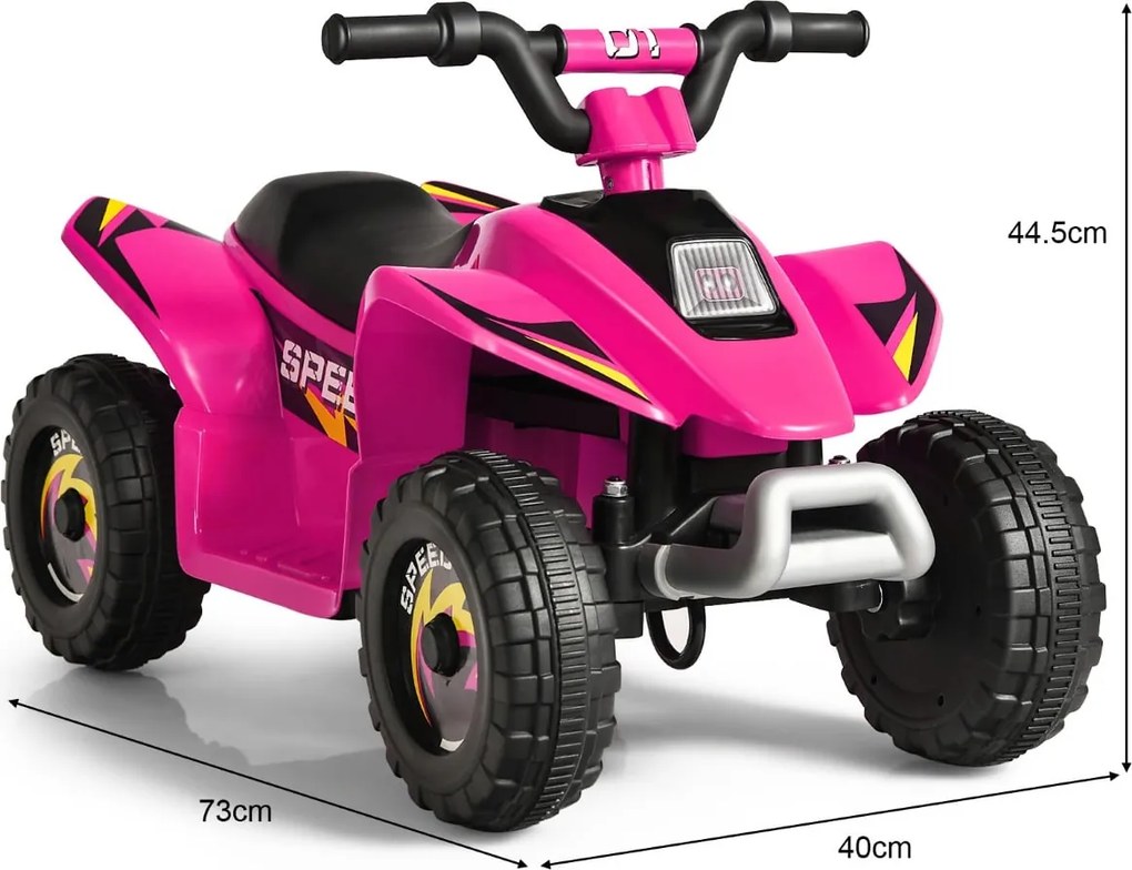 Costway Kočárek Mini Electric Quad 6 V Bateriový Quad 2,8-4,6 km/h, růžový