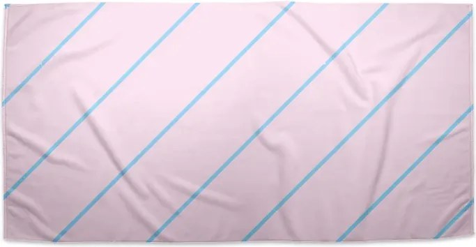 Sablio Ručník Modré pruhy na růžové - 70x140 cm