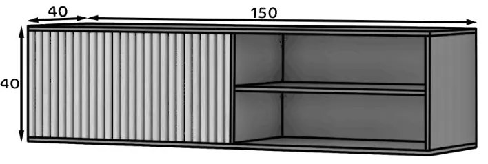 Závěsný TV stolek MEORATI 150x40 cm, černá/dub artisan