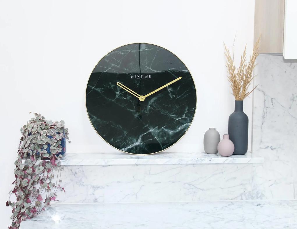Nástěnné hodiny Marble se zlatým rámem černé