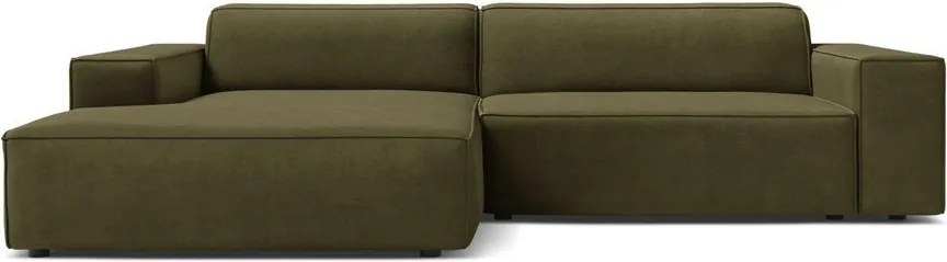 Khaki sametová modulární rohová pohovka (levý roh/s lenoškou) Jodie – Micadoni