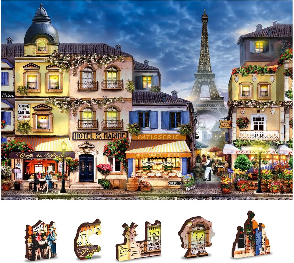 Puzzle wooden city dřevěné puzzle snídaně v paříži 2v1, 150 dílků eko