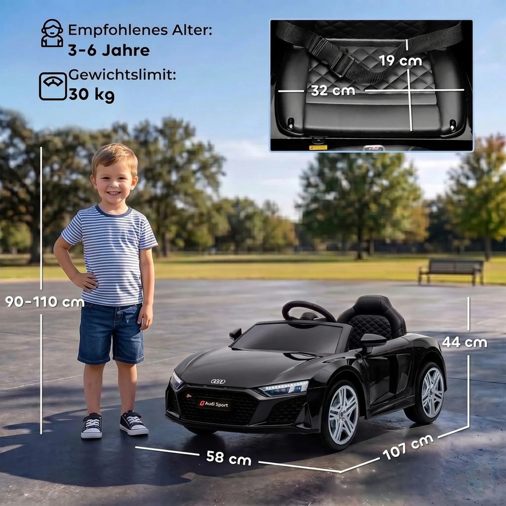 AIYAPLAY Dětské elektrické auto 12V Dětské auto s dálkovým ovládáním Lithium-akumulátor 2 motory Plynulý start Zadní odpružení Černá